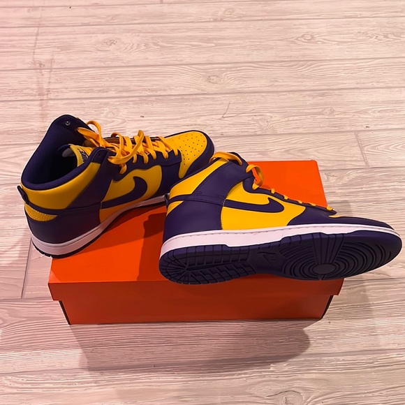 Nike | Shoes | Nike Dunk High Retro Yellow And Purple Lakerlsu | Poshmark
